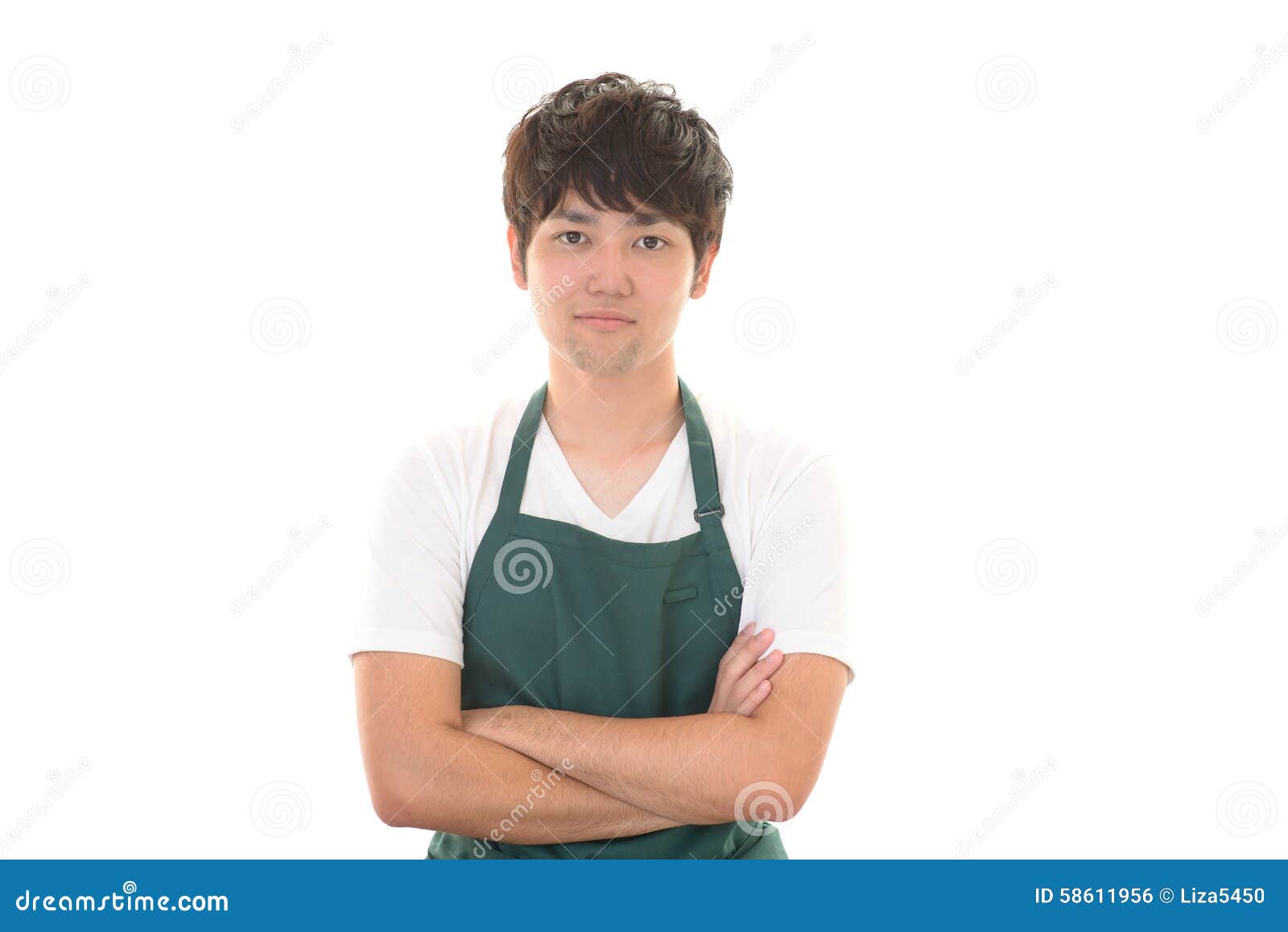 Smiling Asian waiter stock photo. Image of attractive - 58611956