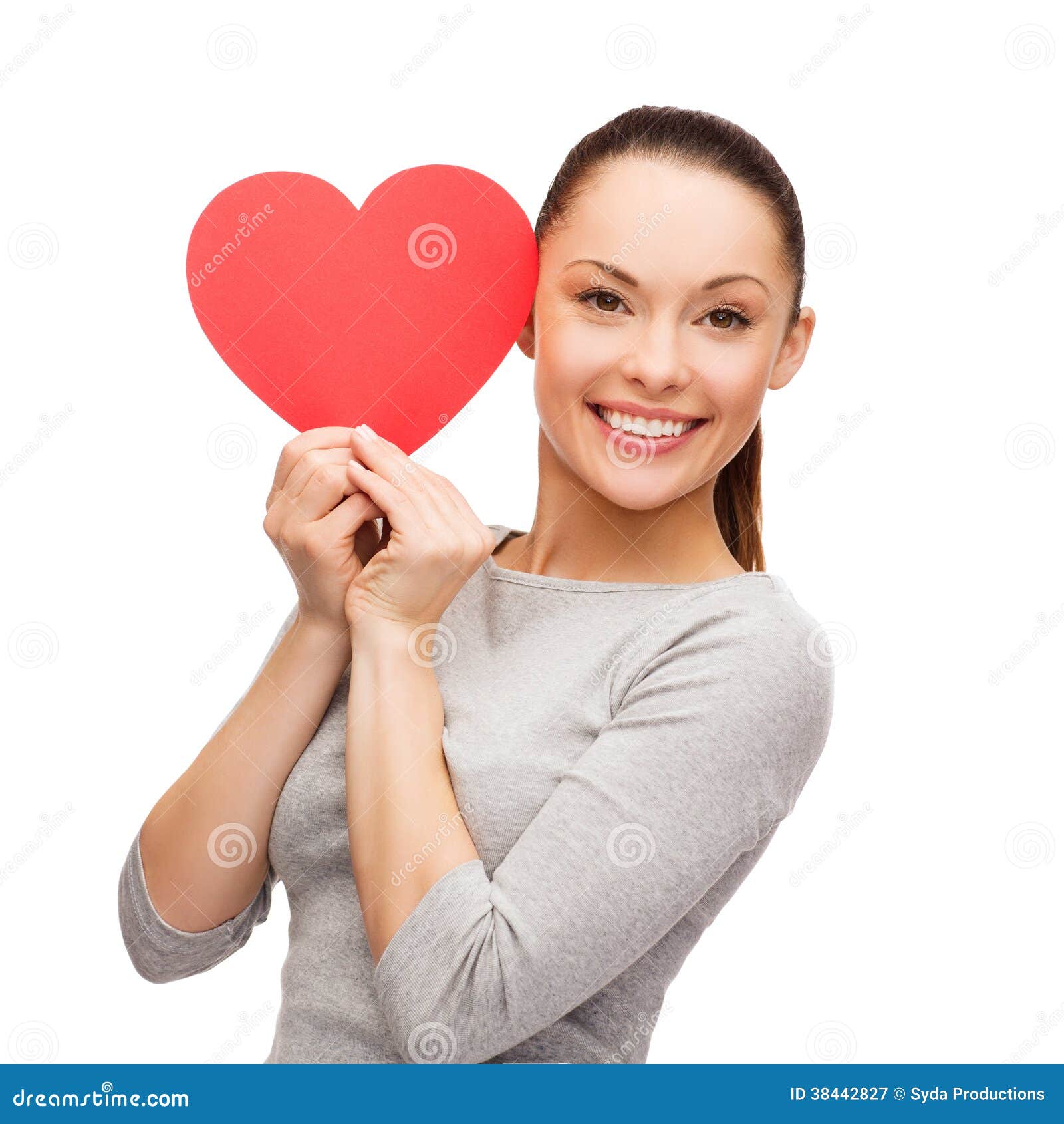 Smiling Asian Woman with Red Heart Stock Image - Image of help, love ...