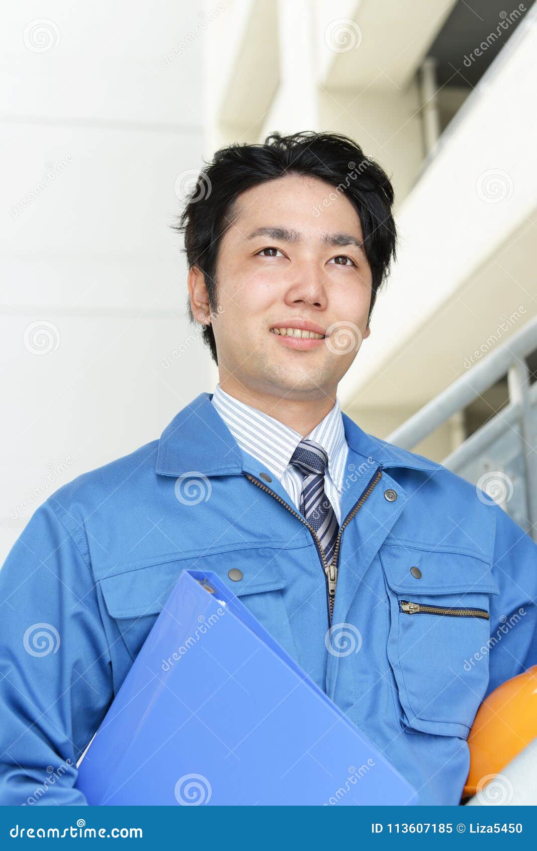 Smiling Asian worker stock image. Image of adult, construction - 113607185