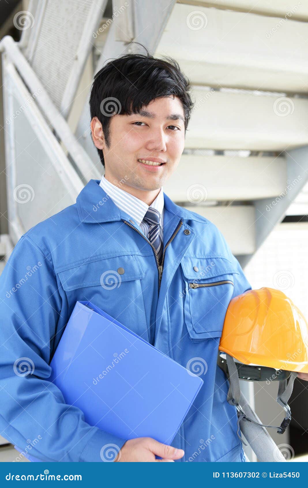 Smiling Asian worker stock photo. Image of dressed, enjoying - 113607302