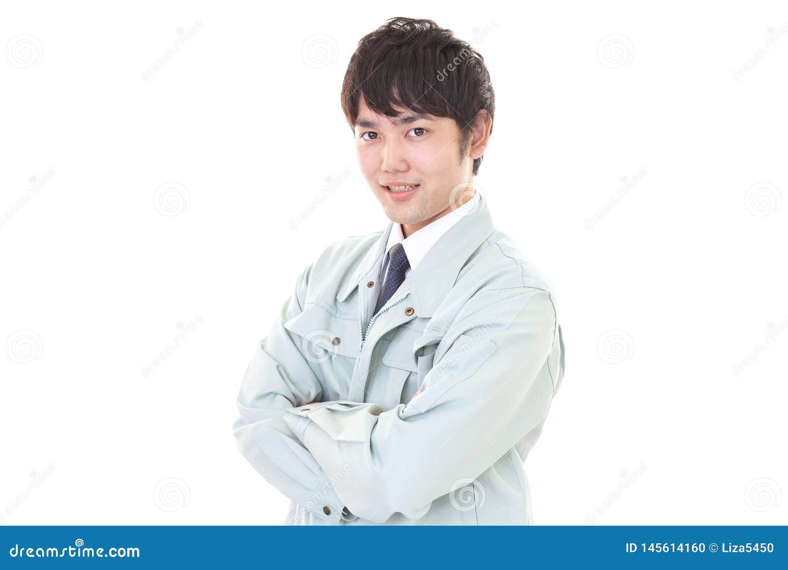 Smiling Asian worker stock photo. Image of japan, happiness - 145614160