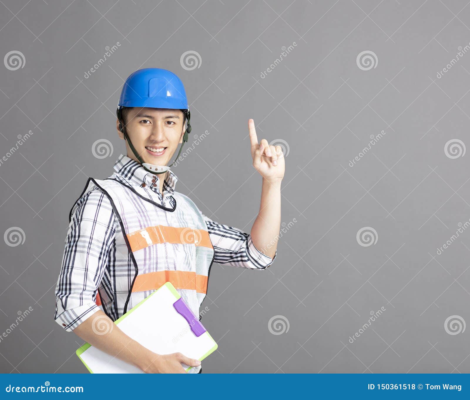 Asian Young Man Construction Worker Stock Photo - Image of portrait ...