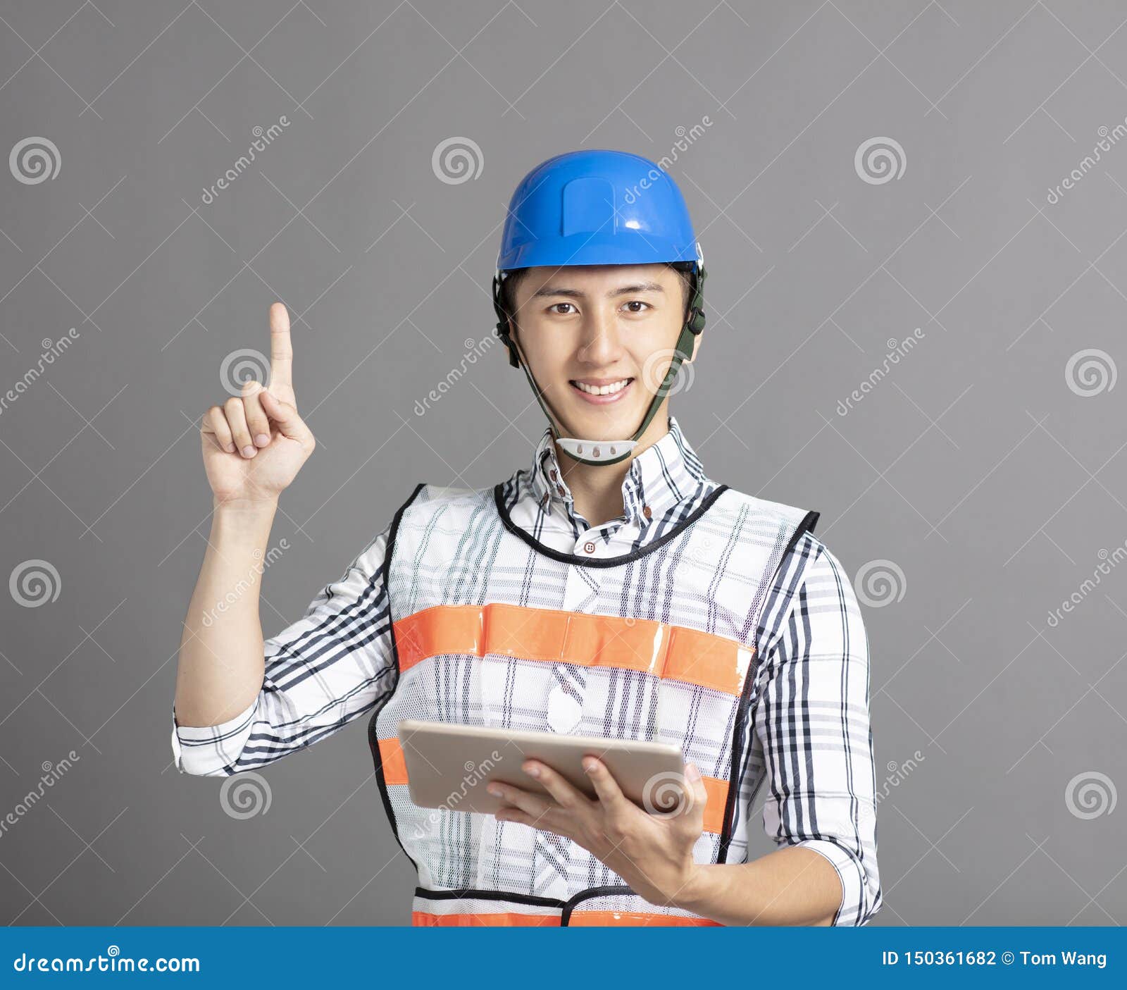 Asian Young Man Construction Worker Stock Photo - Image of helmet ...