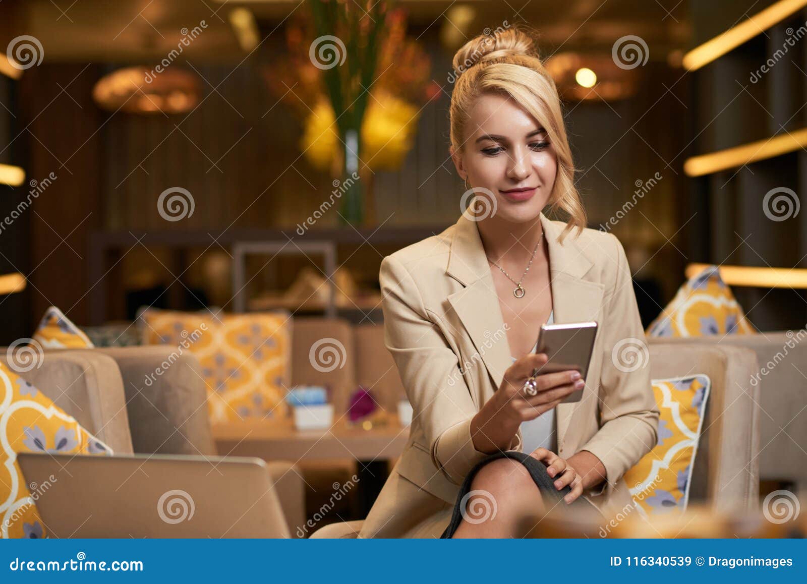 Checking messages stock image. Image of application - 116340539