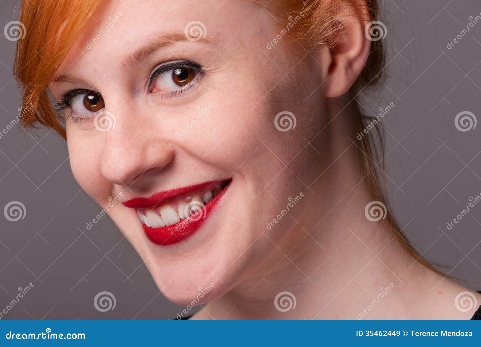Smiling attractive redhead stock image. Image of makeup - 35462449