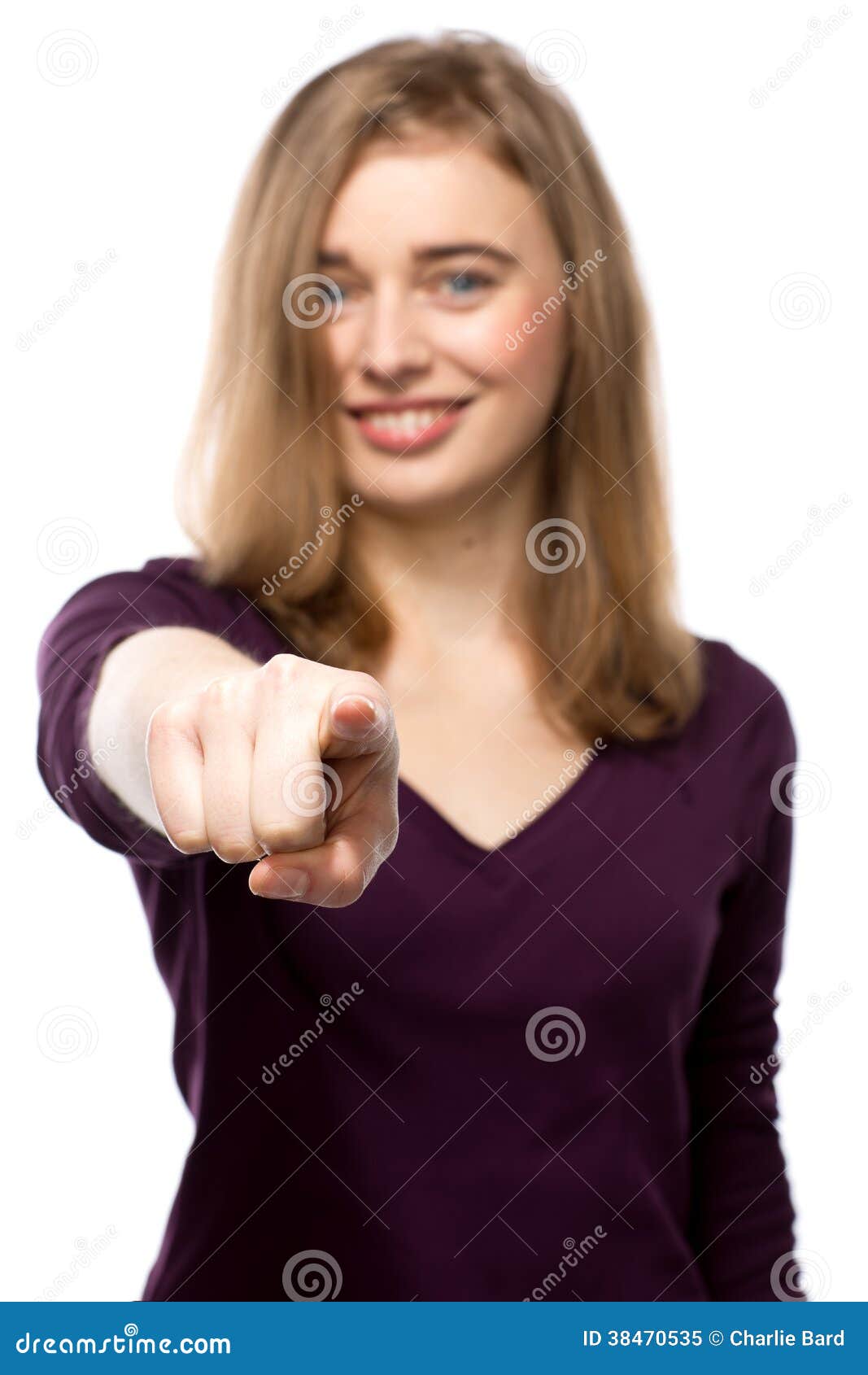 Smiling Attractive Woman Pointing At The Camera Stock Image Image Of