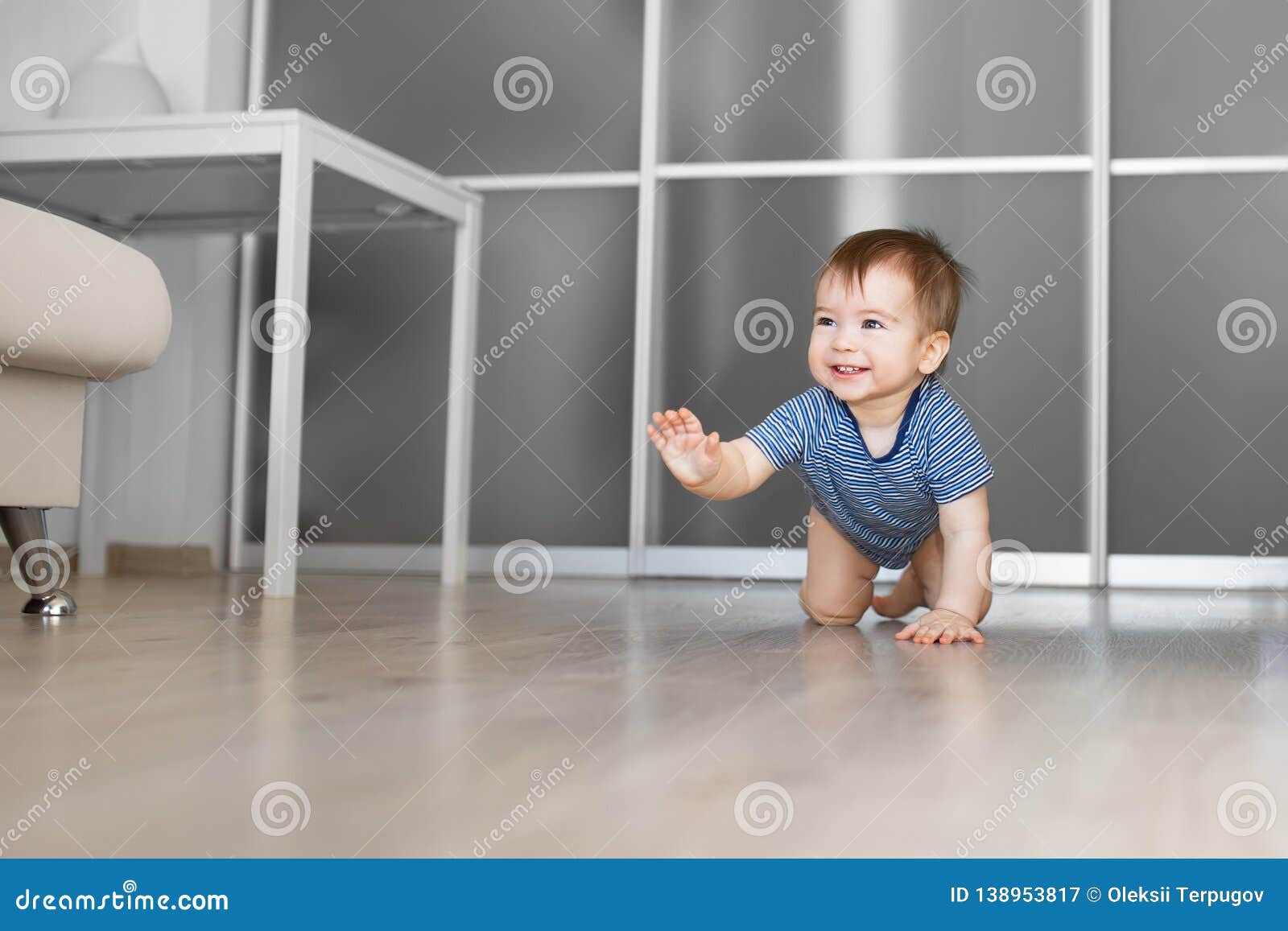 Crawling baby boy at home stock image. Image of little - 138953817