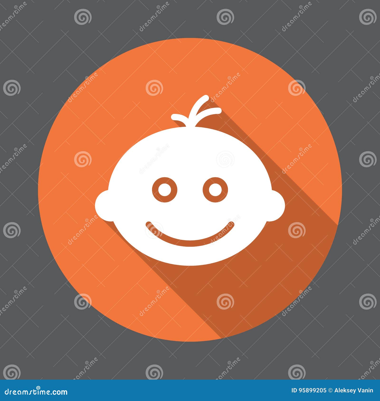 Smiling Baby Face Flat Icon. Round Colorful Button, Circular Vector ...