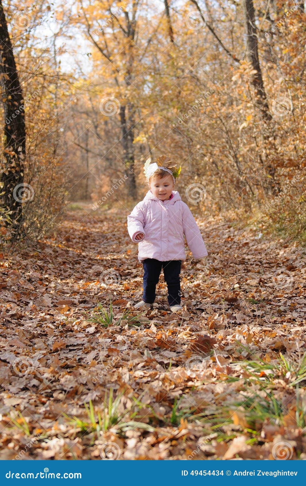 Smiling Baby in Forest stock photo. Image of cute, orange - 49454434