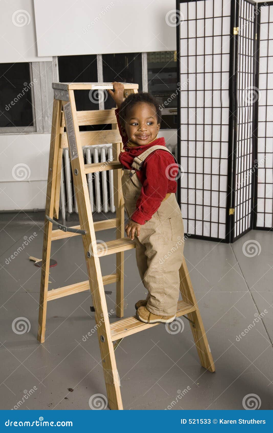 Smiling baby on a ladder stock image. Image of race, chilldren - 521533