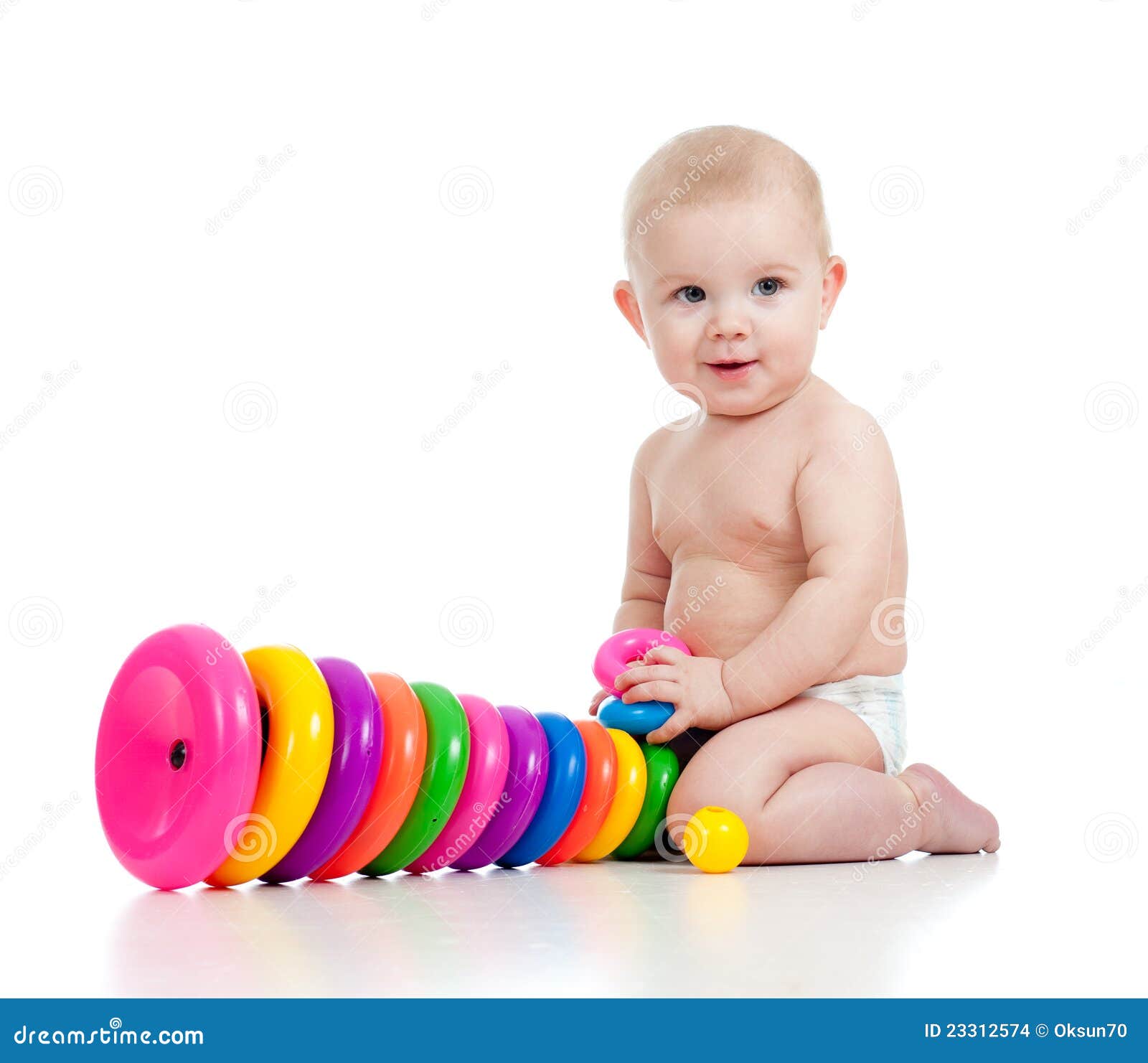 Smiling Baby Playing with Color Toy Stock Photo - Image of cute ...