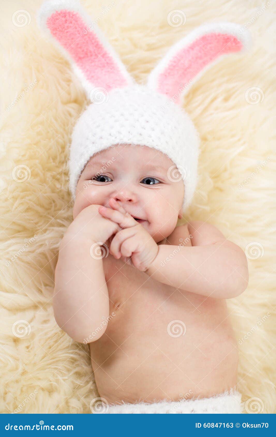 Smiling Baby in Rabbit Costume Stock Image - Image of beauty, hare ...