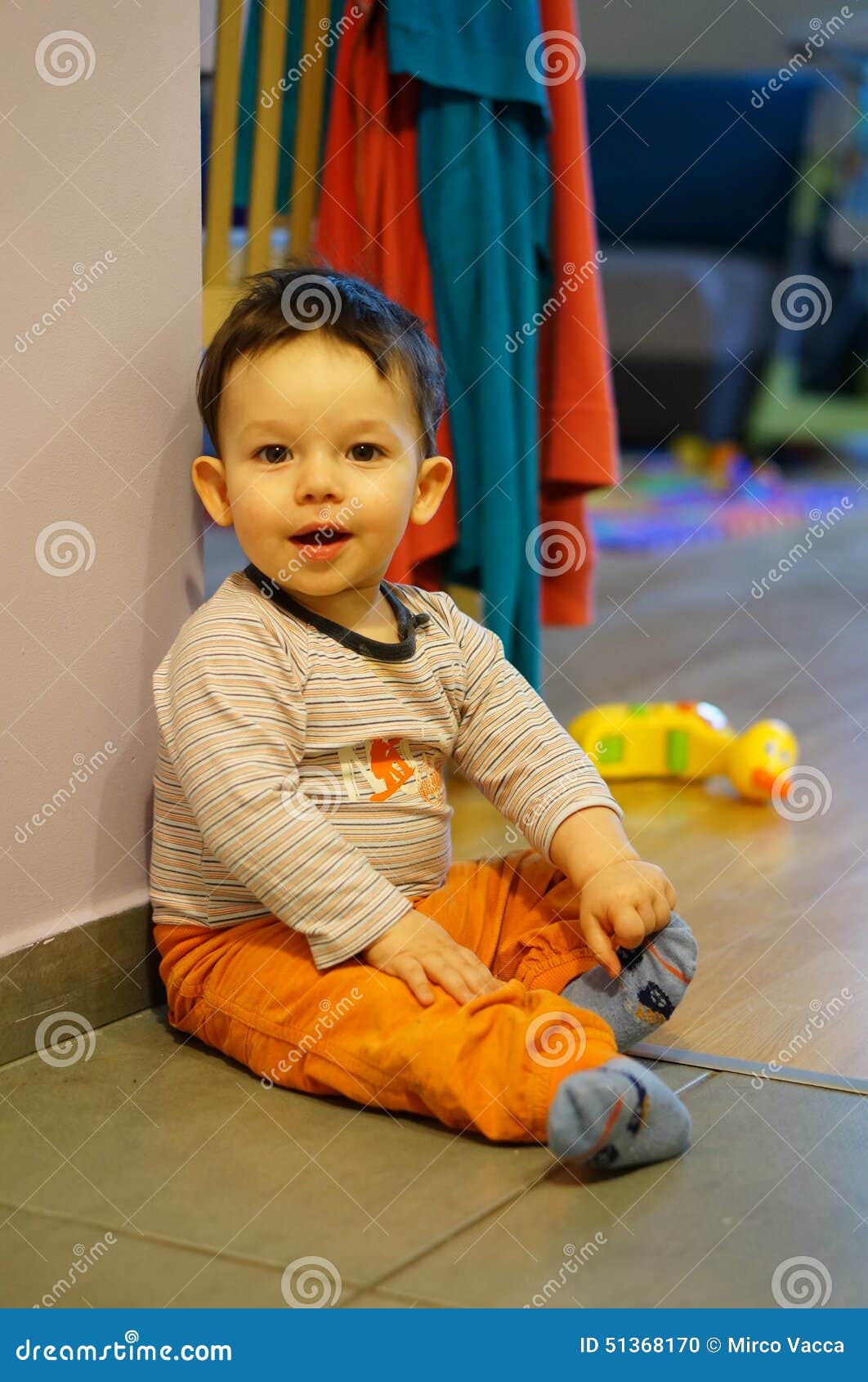 Smiling baby stock photo. Image of sitting, indoor, child - 51368170