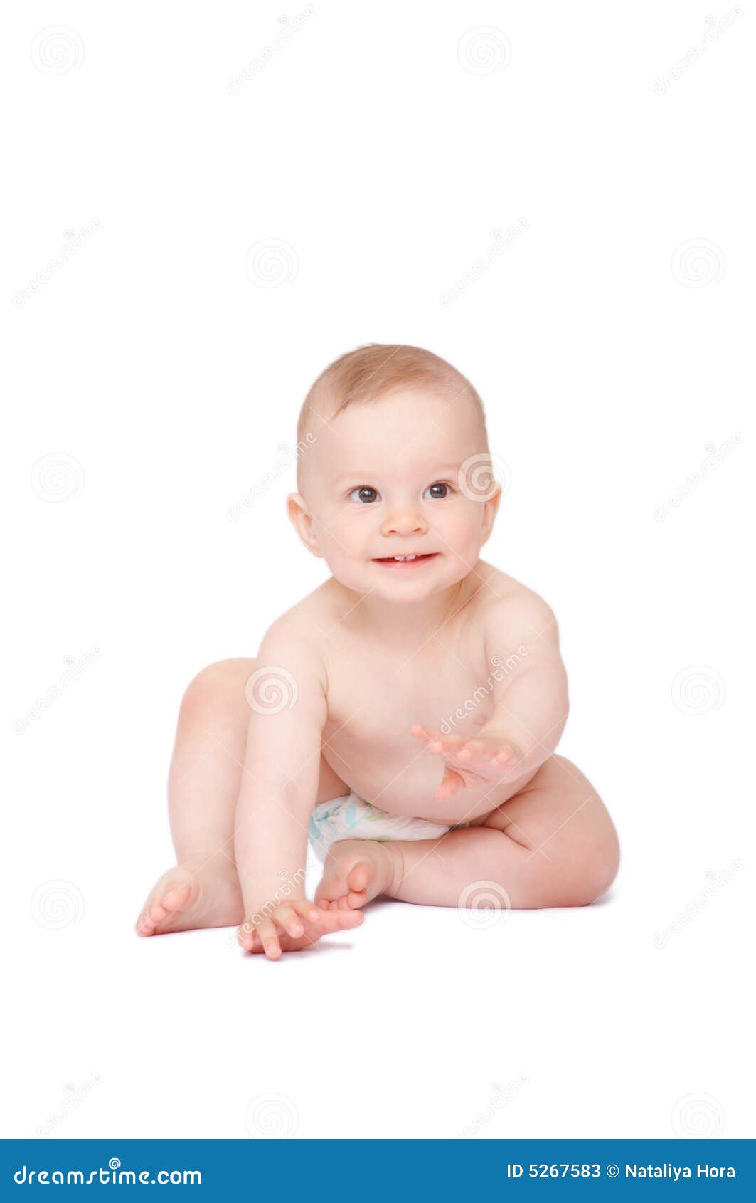 Smiling Baby Sitting on the Floor Stock Image - Image of person, cute ...