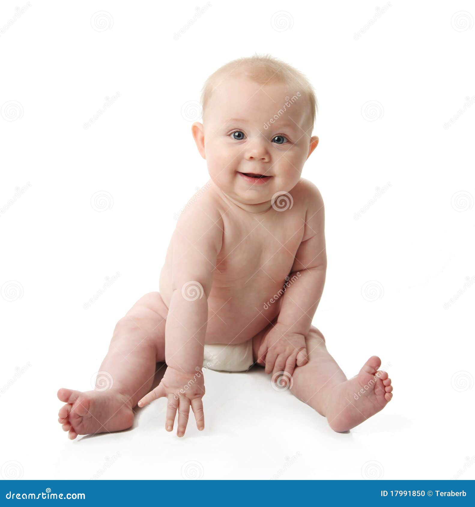 Smiling baby sitting up stock photo. Image of background - 17991850