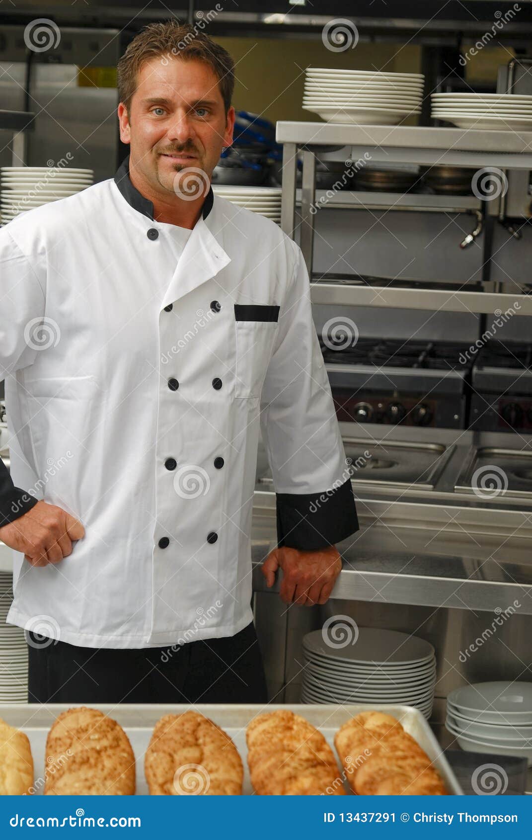 Smiling Baker with Hand on Hip Stock Image - Image of cook, restaurant ...