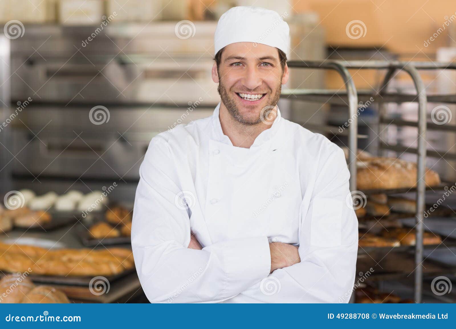Smiling Baker Looking at Camera Stock Photo - Image of male, portrait ...
