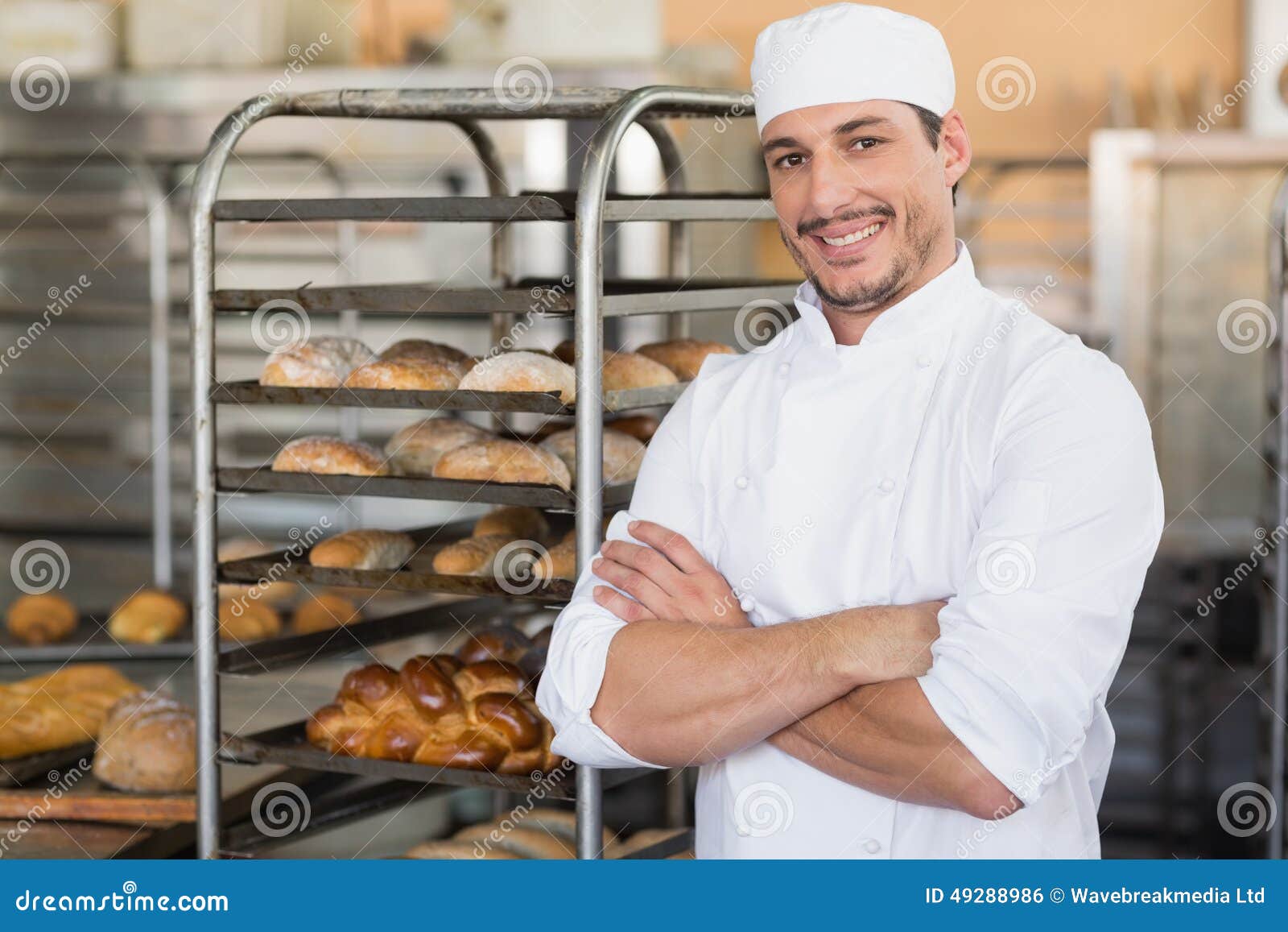 Smiling Baker Looking at Camera Stock Photo - Image of folded, business ...