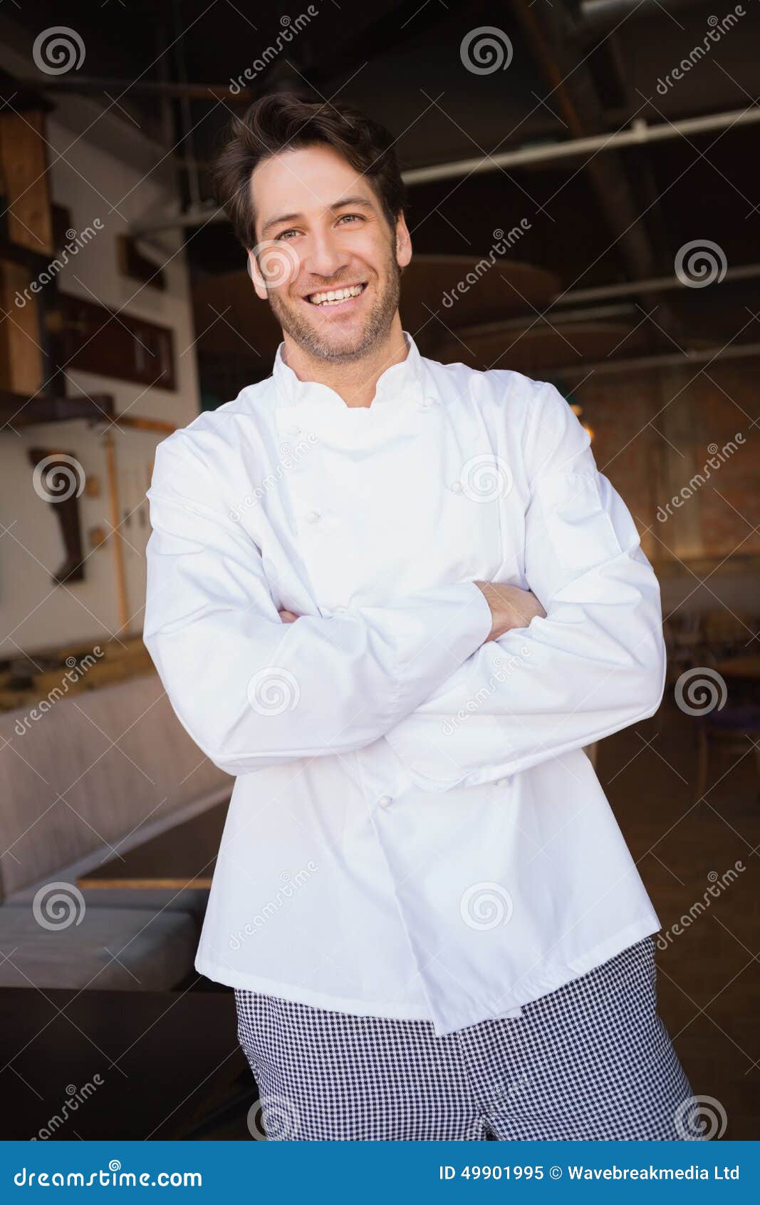 Smiling Baker Standing with Arms Crossed Stock Image - Image of male ...