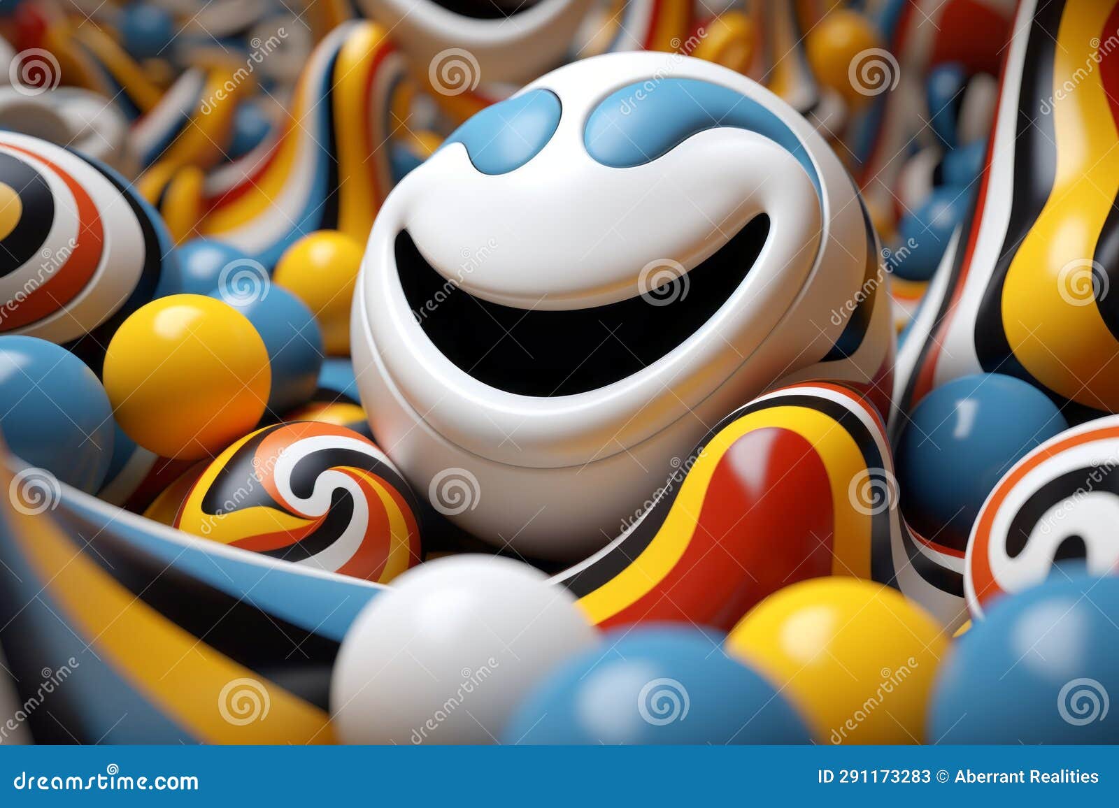 3D Smiling Ball Sign Emoticon Icon Design For Social Network. Grinning ...