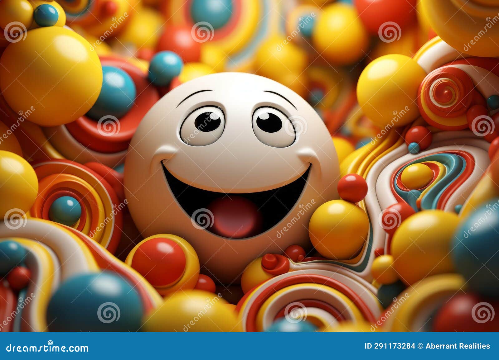 3D Smiling Ball Sign Emoticon Icon Design For Social Network. Grinning ...