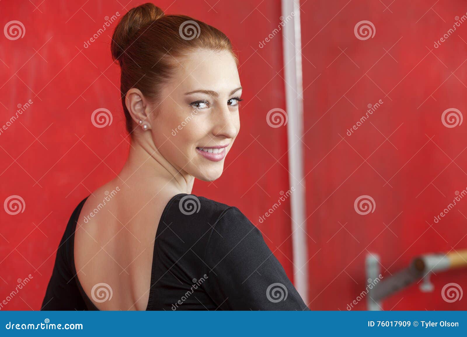 Smiling Ballet Dancer in Dance Studio Stock Image - Image of adult ...