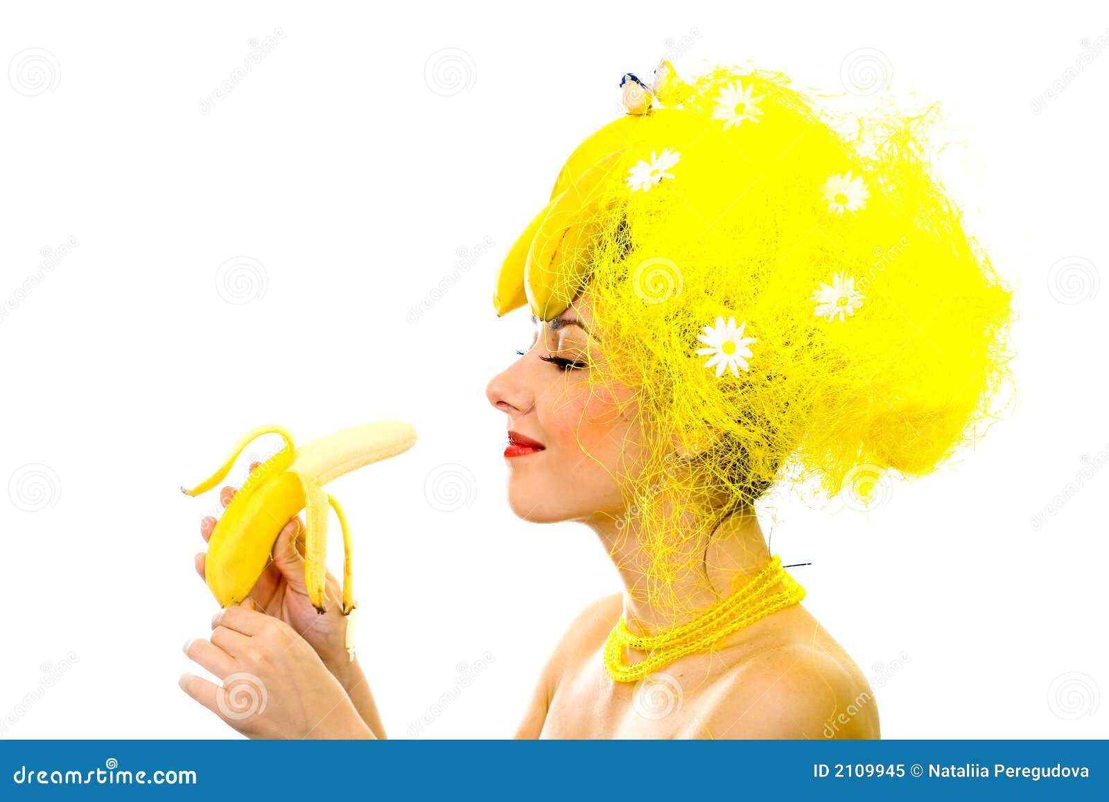 Smiling Banana lady stock image. Image of looking, blonde - 2109945