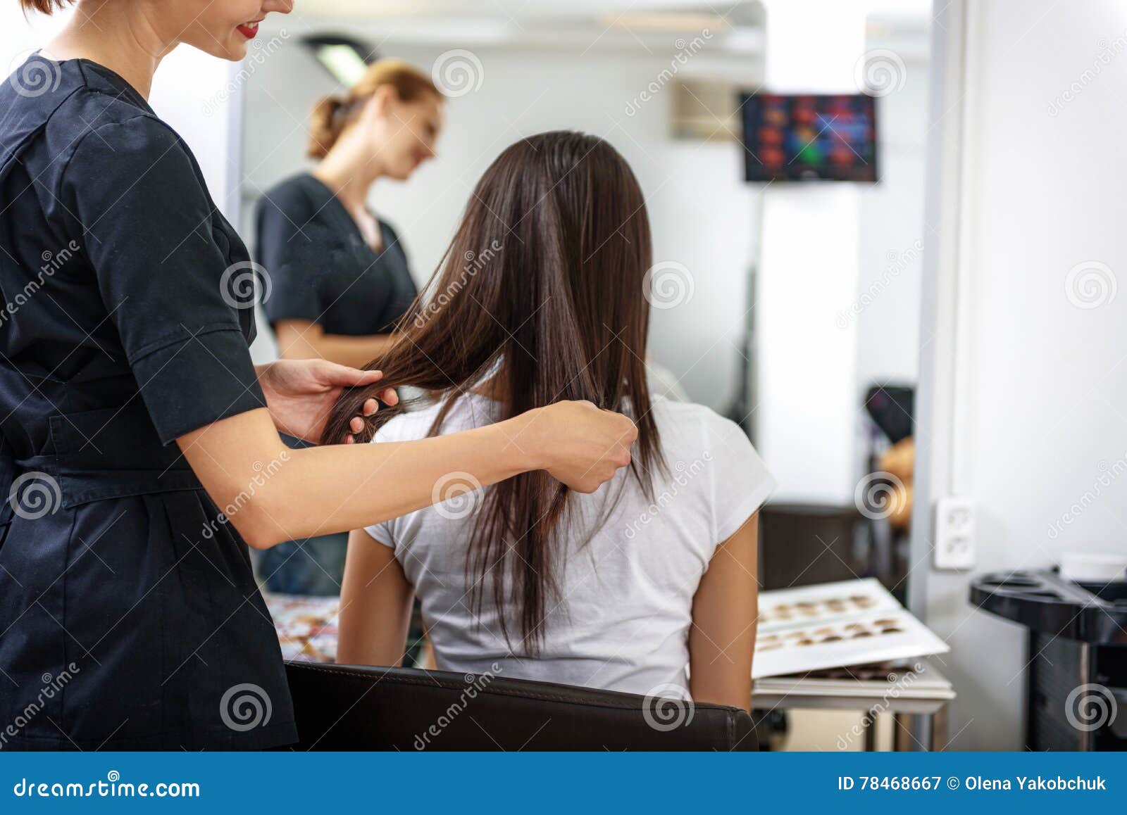 Smiling Barber in Hair Salon Working Stock Image - Image of client ...