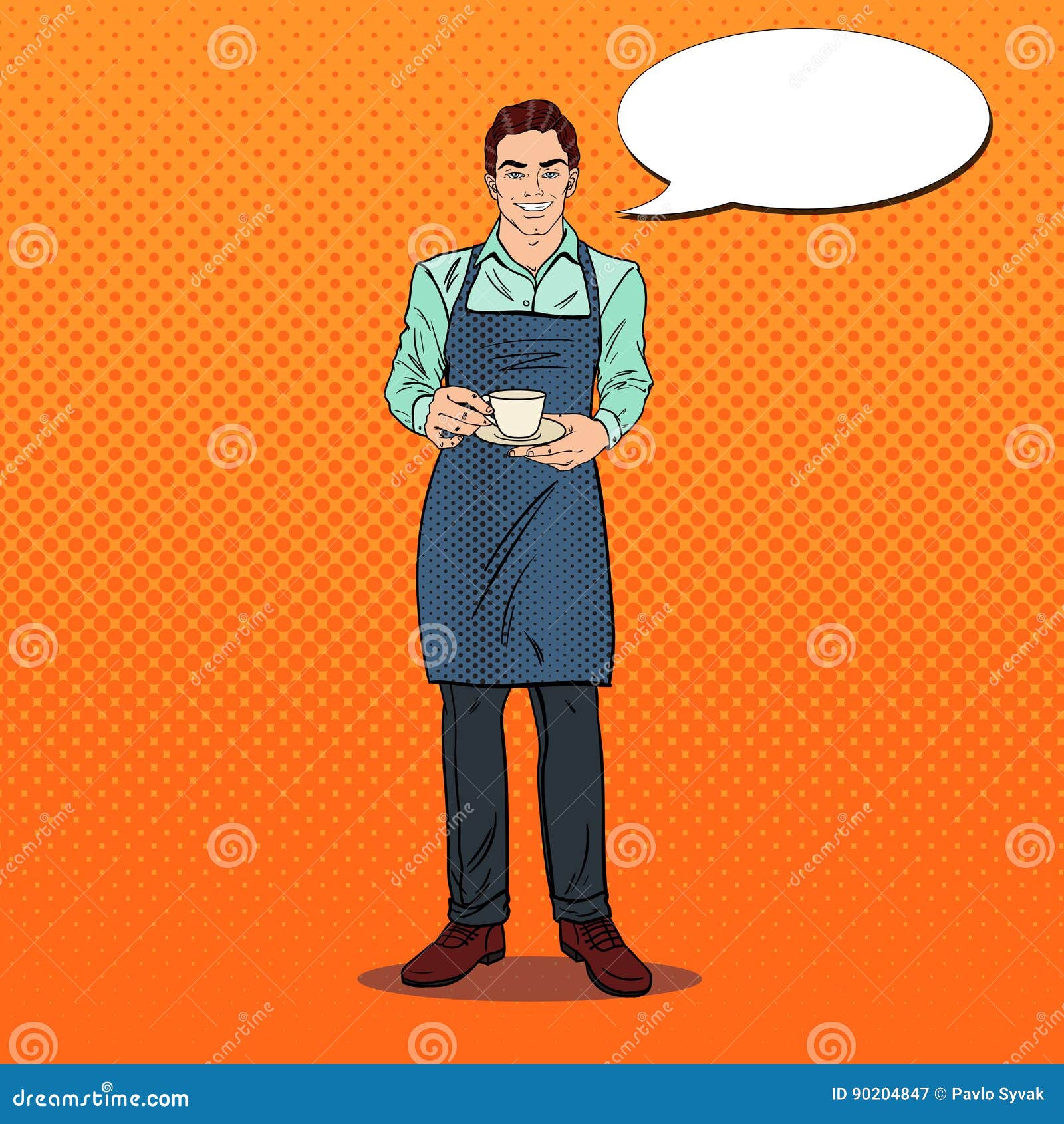 Smiling Barista Cafe Making Coffee. Pop Art Retro Illustration Stock ...