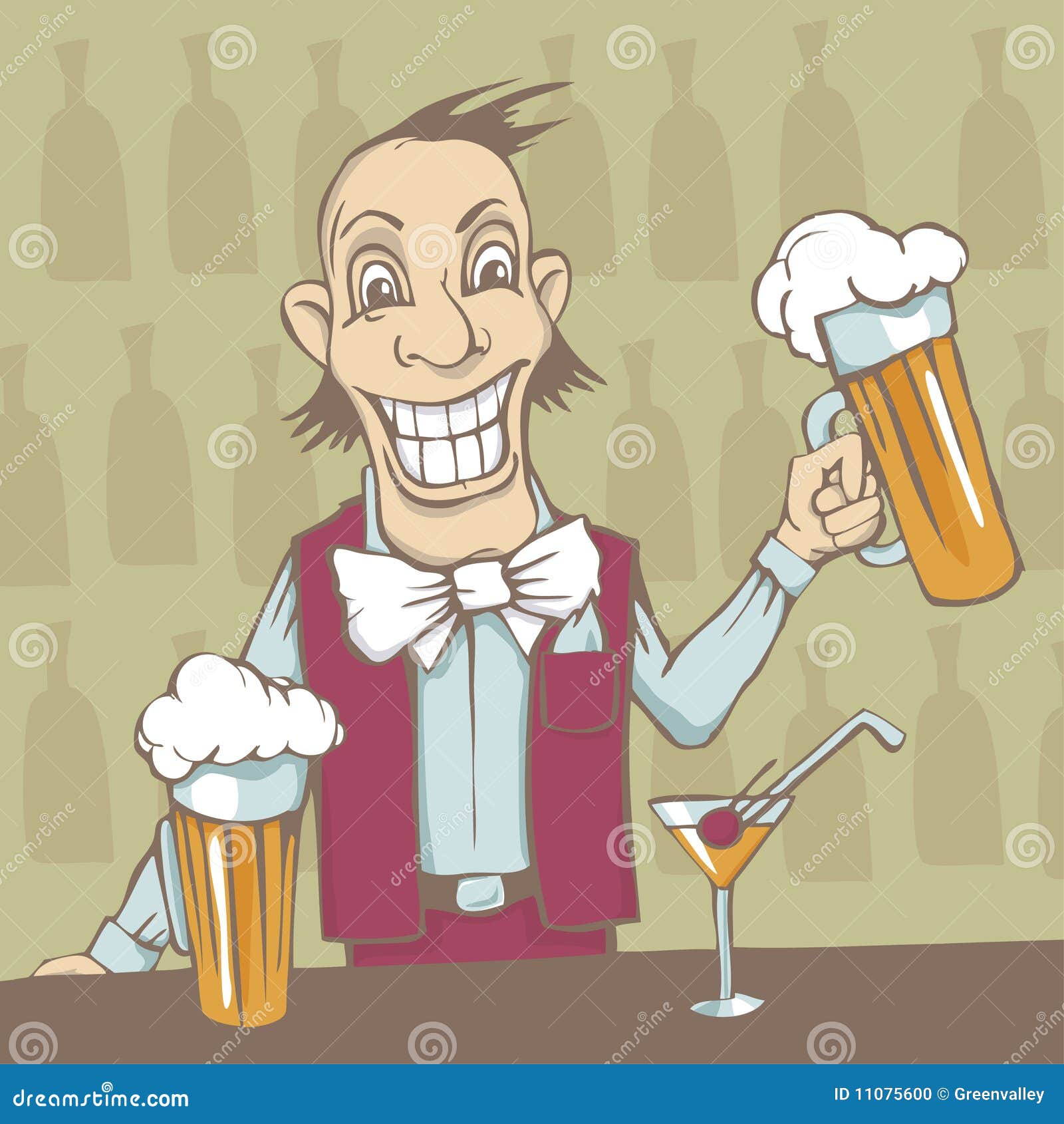 Smiling barman stock illustration. Illustration of funny - 11075600