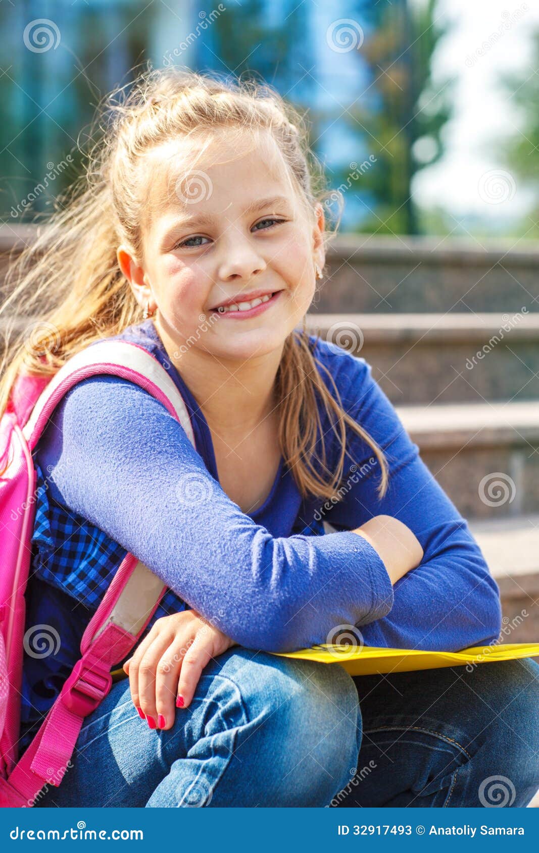 Smiling Basic School Student Stock Image - Image of outside, education ...