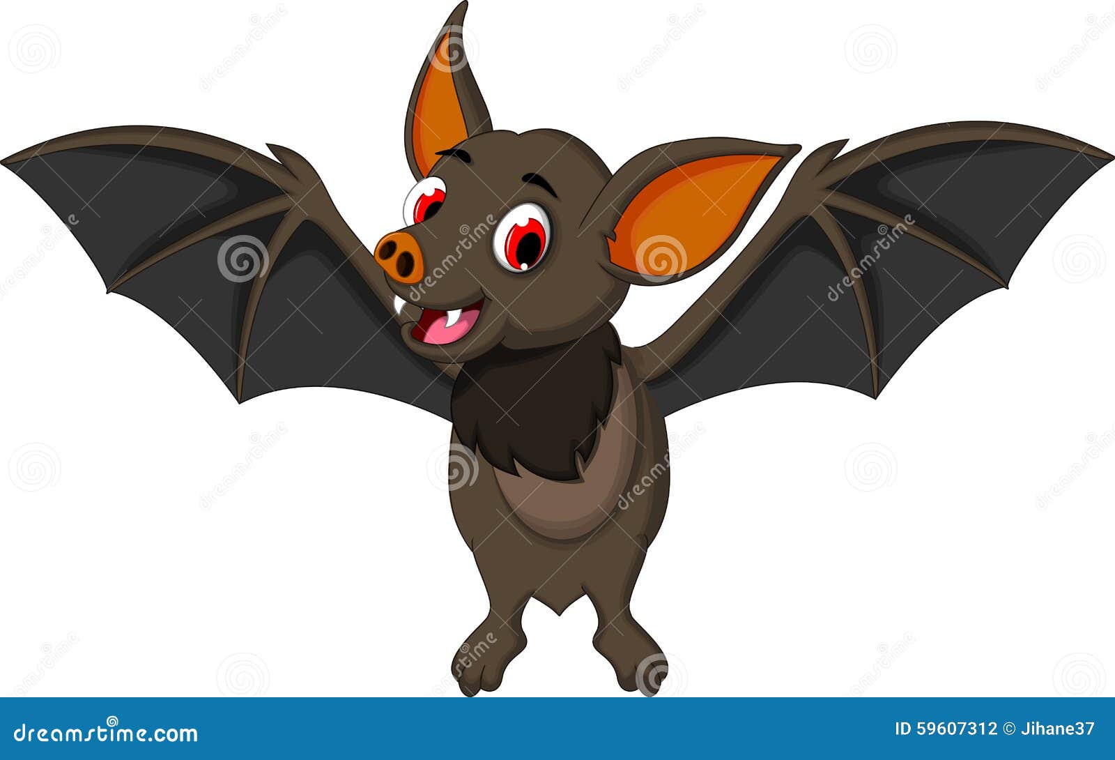Smiling bat cartoon stock illustration. Illustration of single - 59607312
