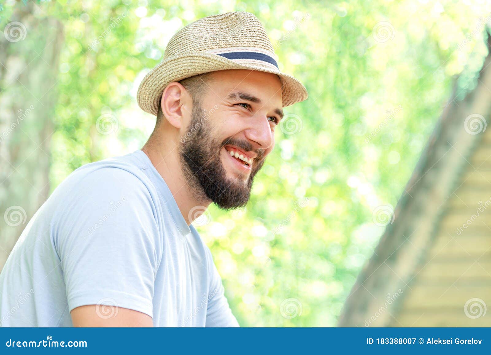 Smiling Bearded Man in a Hat Stock Image - Image of bearded, person ...