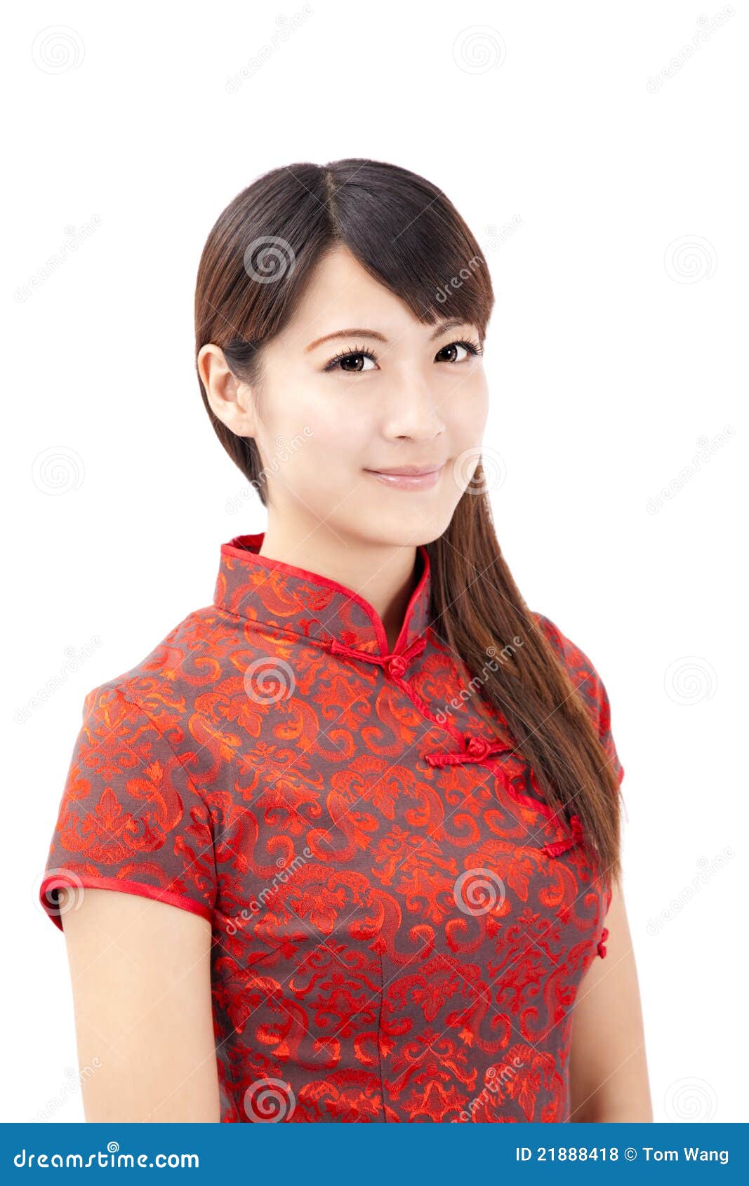 Smiling Beautiful Chinese Young Woman Stock Photo - Image of cheongsam ...