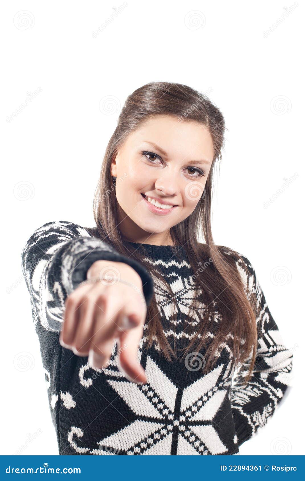 Smiling Beautiful Girl Pointing Stock Image - Image of decision ...