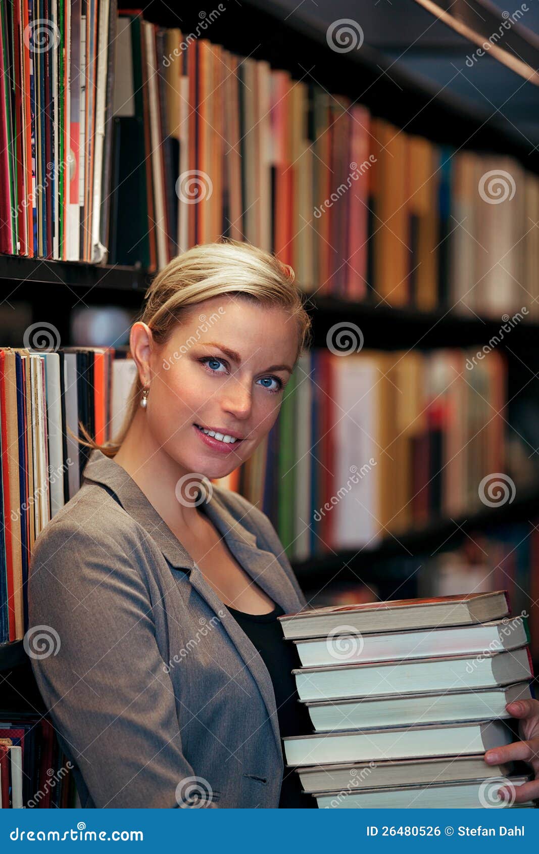 Smiling Beautiful Librarian Stock Photo - Image of elegant, doctorate ...