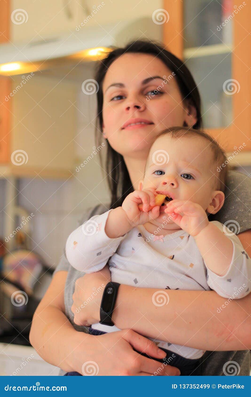 Smiling Beautiful Mother with Her Baby Stock Image - Image of holding ...