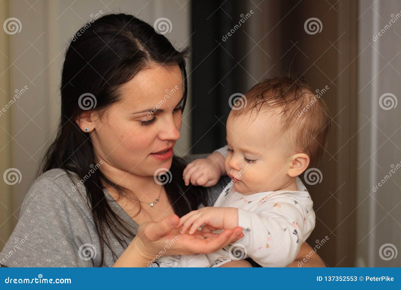 Smiling Beautiful Mother with Her Baby Stock Image - Image of baby ...