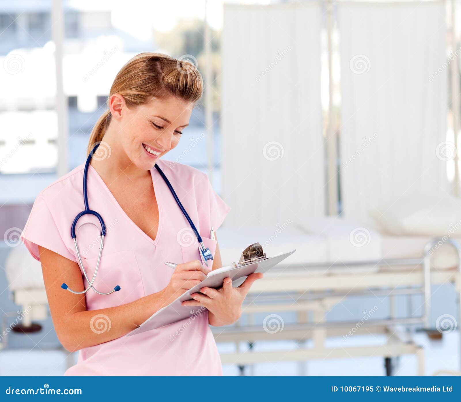 Smiling Beautiful Nurse Working in Hospital Stock Image - Image of ...