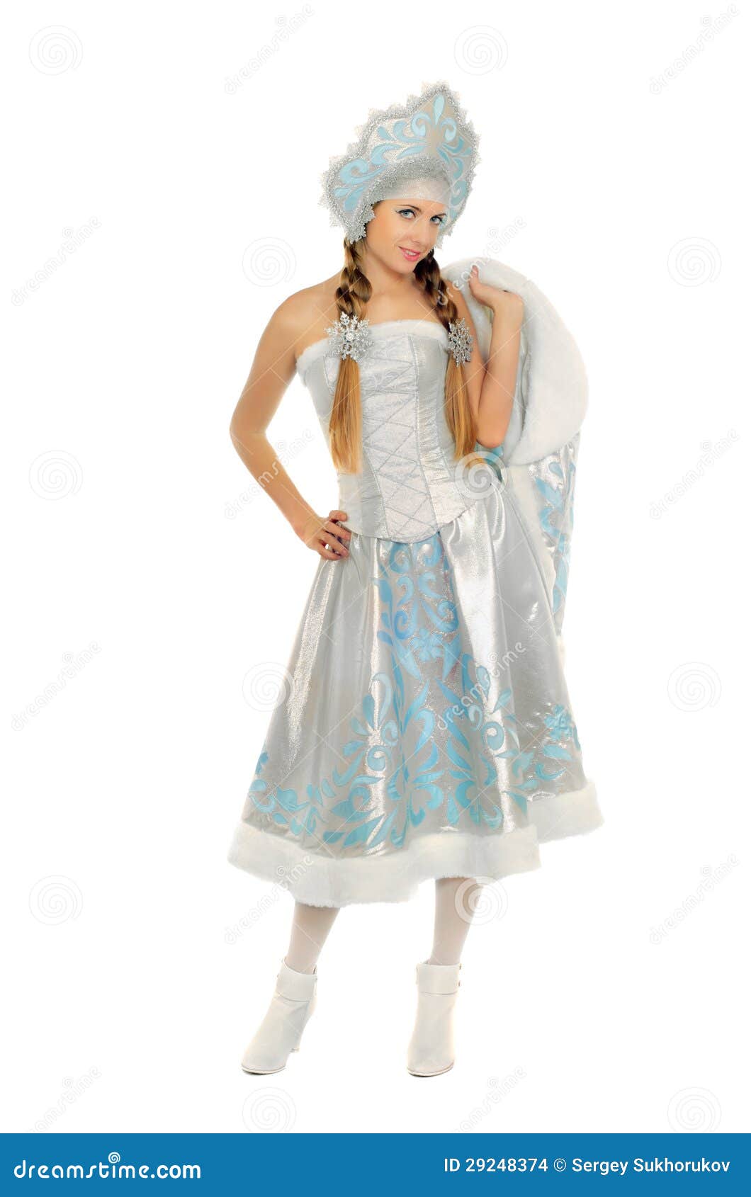 Smiling Beautiful Snow Maiden Stock Photo - Image of lovely, braid ...