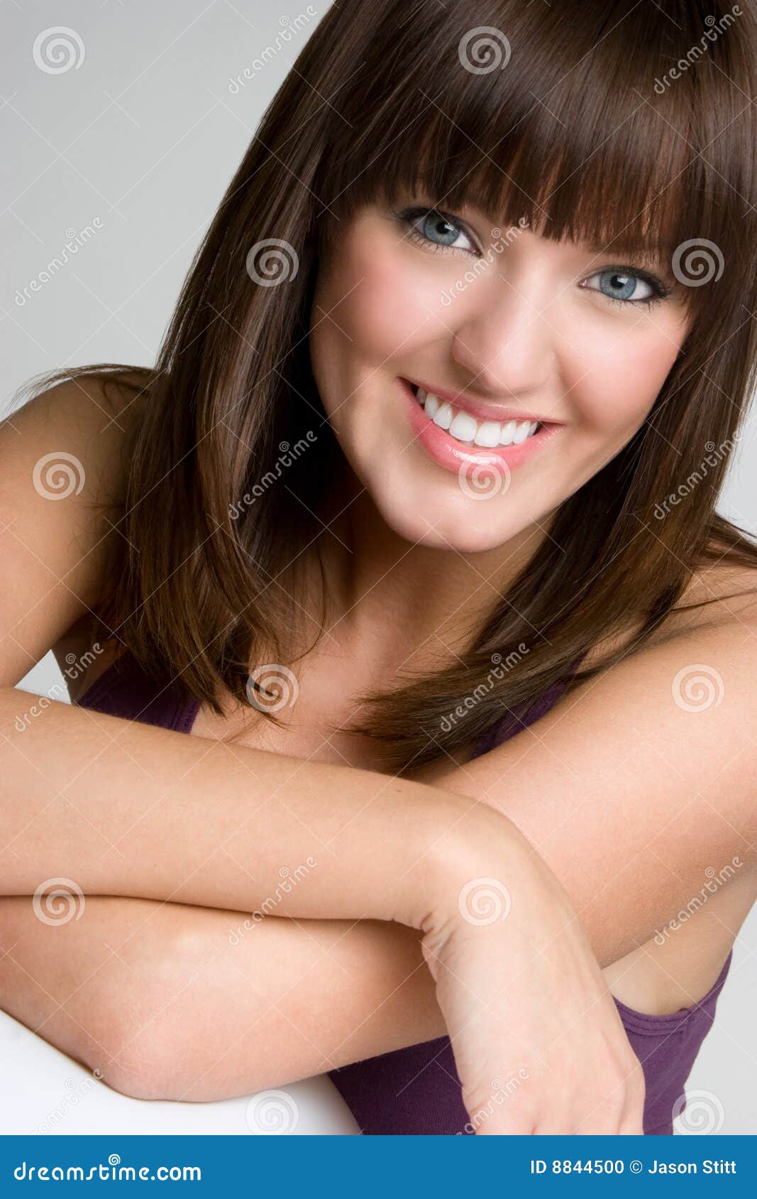Smiling Beautiful Woman stock photo. Image of people, grey - 8844500