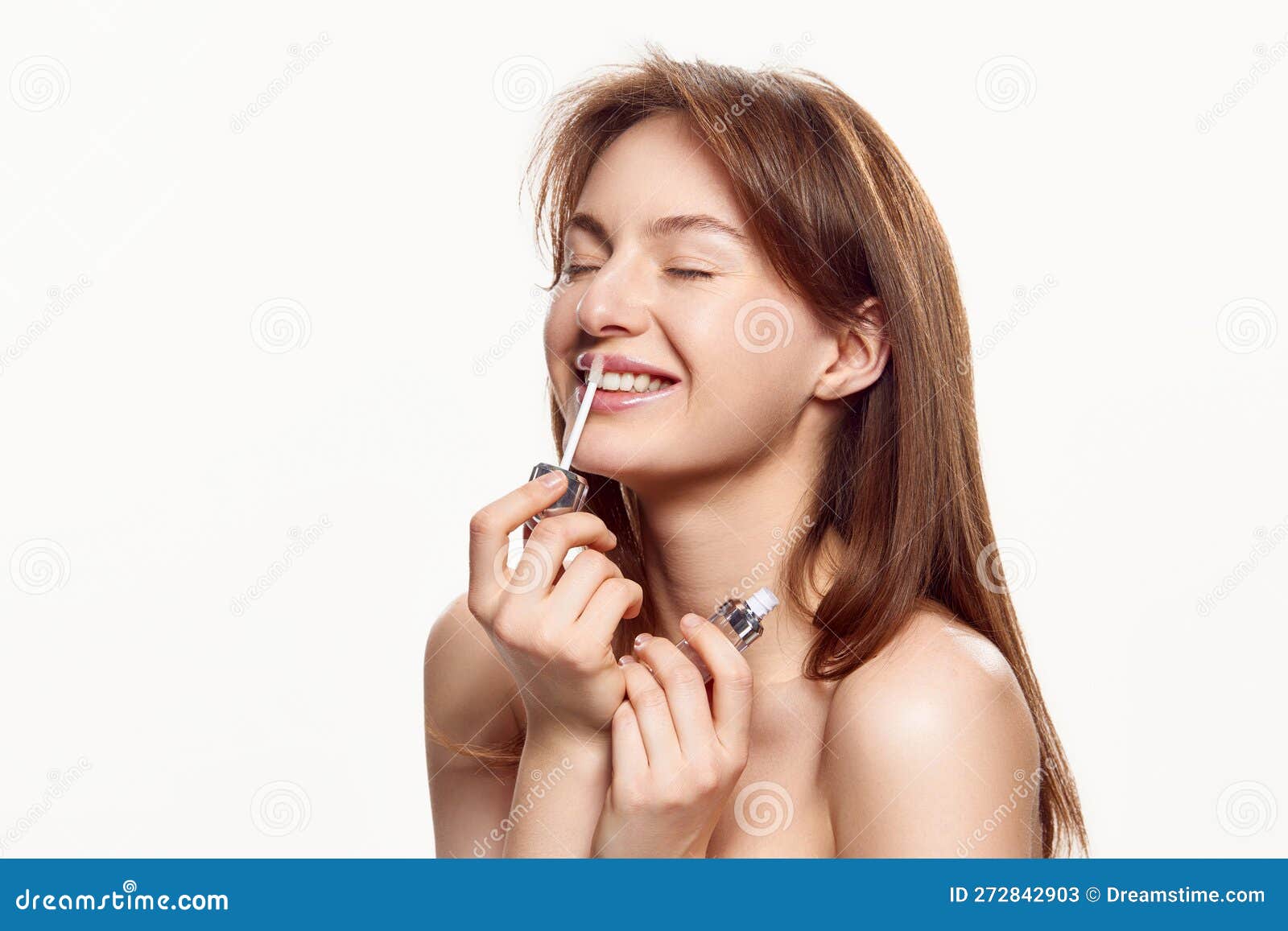Smiling Beautiful Young Girl With Healthy Spotless Clear Skin Without