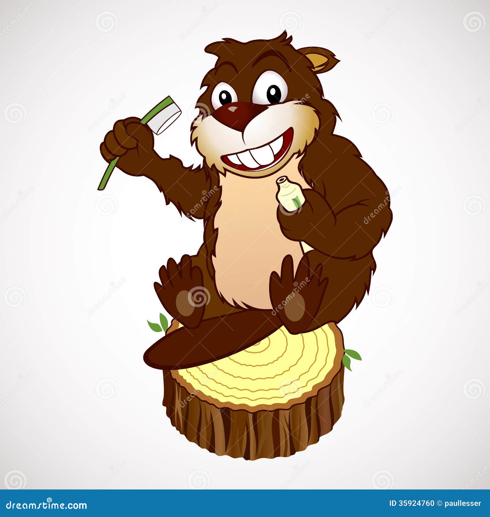 Smiling Beaver with a Toothbrush Stock Vector - Illustration of ...