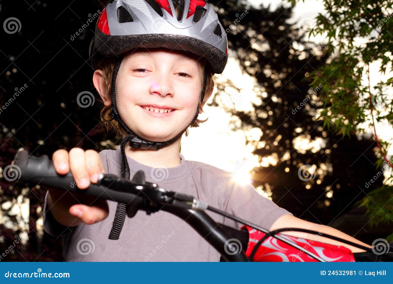 Smiling Biker at Dusk stock image. Image of victory, ride - 24532981