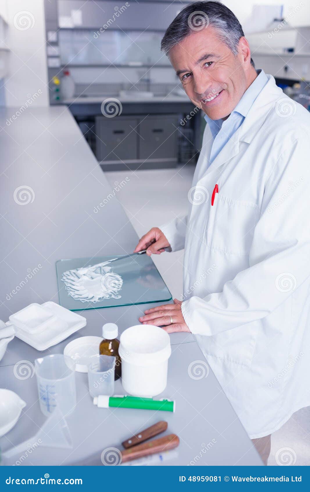 Smiling Biochemist Looking at Camera Stock Image - Image of looking ...