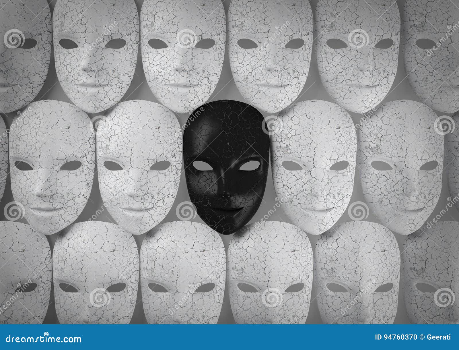 Smiling Black Mask among White Masks, Hypocritical Concept Stock ...