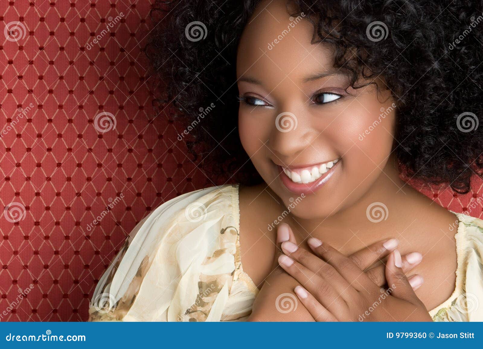 Smiling Black Woman stock photo. Image of girls, curls - 9799360