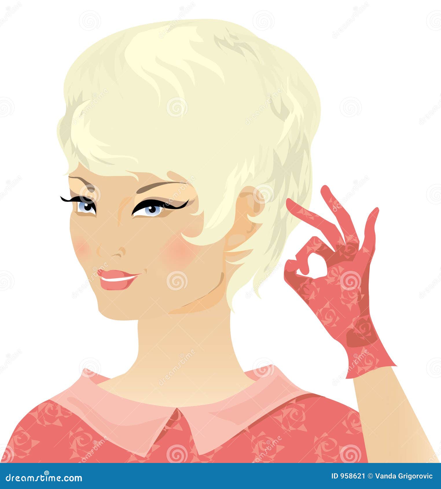 Smiling blond retro lady stock vector. Illustration of cute - 958621
