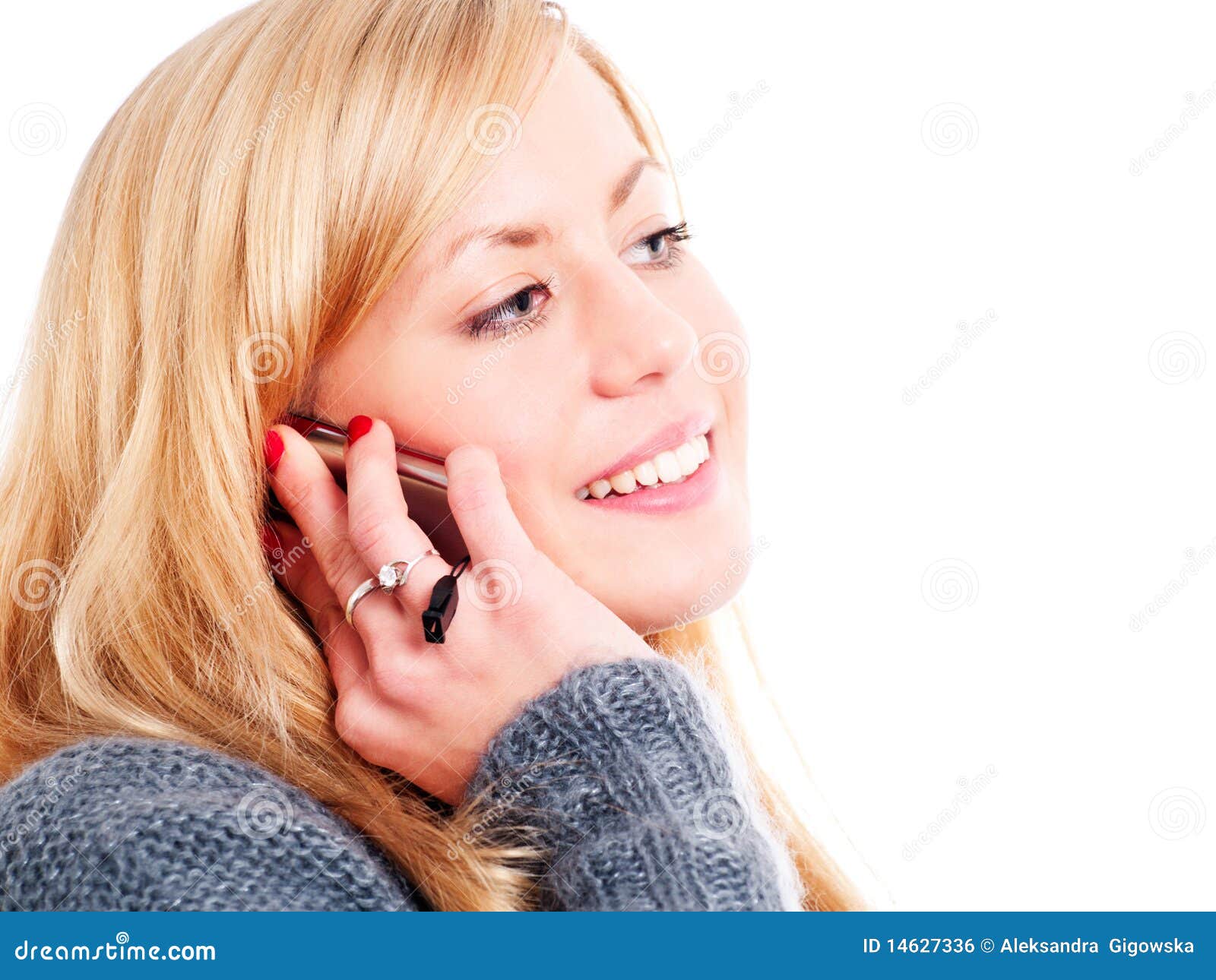 Smiling Blond Woman Calling by Phone Stock Photo - Image of cellphone ...
