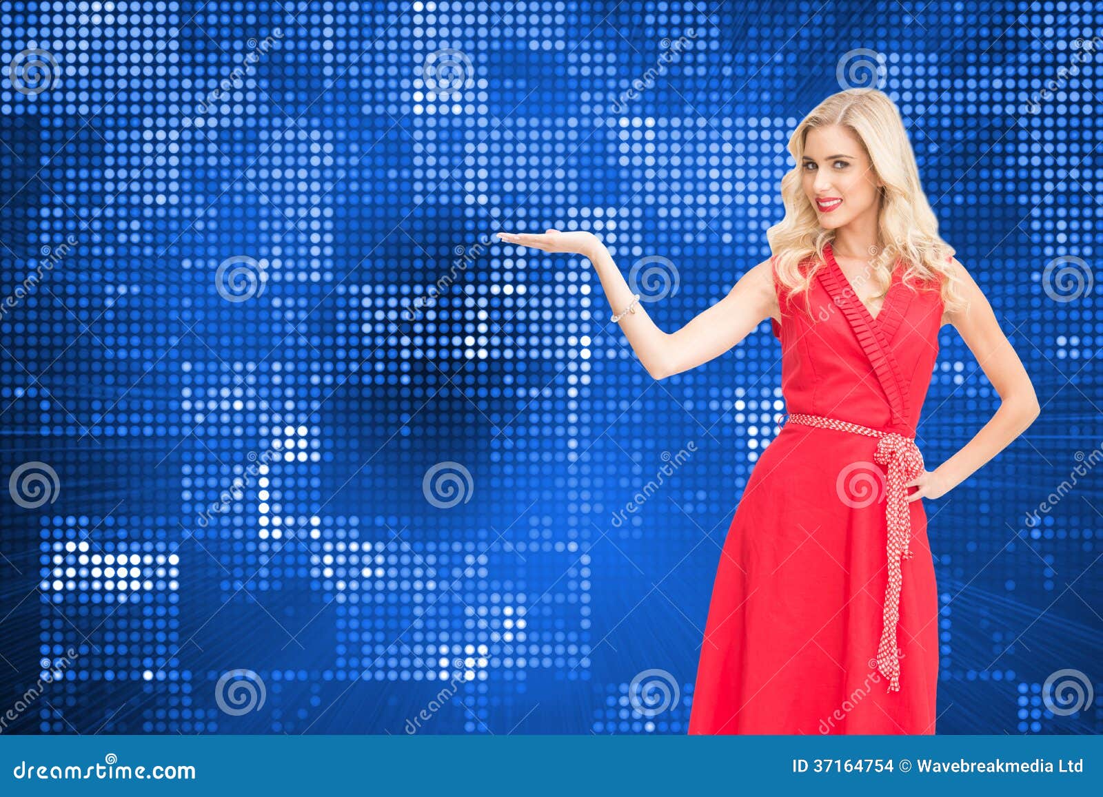 Smiling blonde presenting stock photo. Image of glow - 37164754